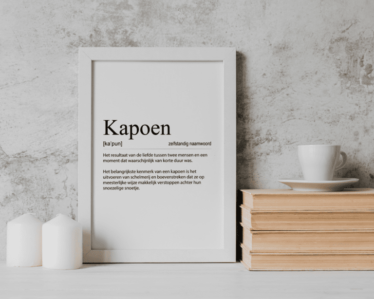 Woordenboekposter Kapoen met of zonder kader- graveerwebshop
